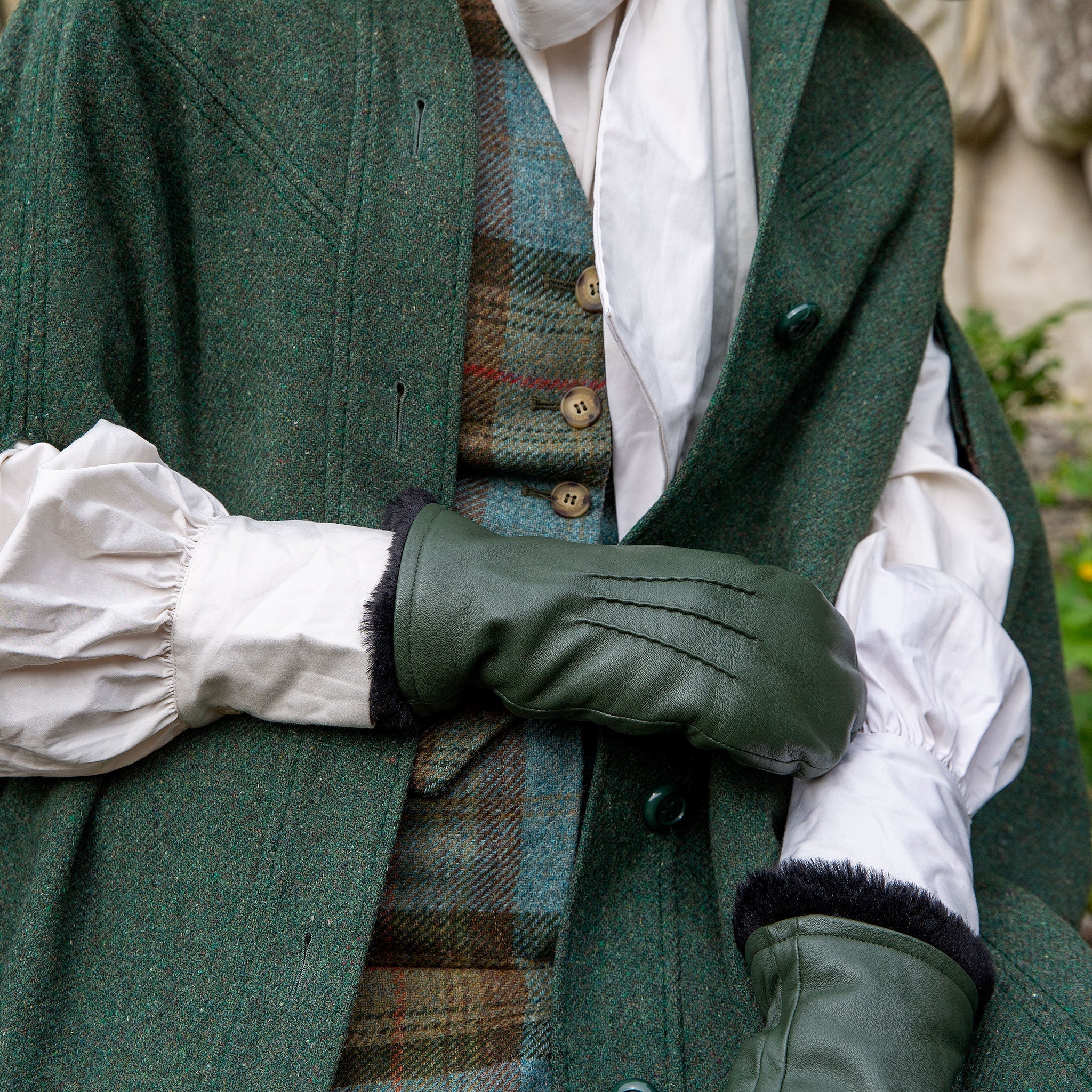 Women’s Three-Point Faux Fur-Lined Leather Mittens | Dents