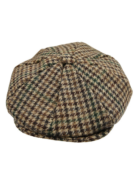 Men's Abraham Moon Tweed Dogtooth Check Newsboy Cap | Dents